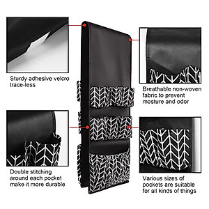 Mayniu Mini Fridge Organizer with 15 Pockets, Over The Fridge Storage Organizer Caddy for Pantry, Dorm, Office, Cutlery, Utensils, Bottles, Plates, Spice, 65" x 12.6" (Black)