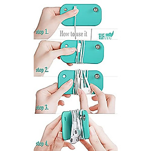 ELFRhino Cord Organizer Earbud Holder Earphones Headphones Winder Keeper Earbuds Case Storage Wrap Headset Keeper Cord Manager Cable Organizer(Blue+Pink+Black+White)
