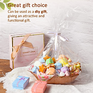 Chengu 9 Pieces Christmas Plastic Baskets for Gifts Empty Oval Basket with 10 Clear Bags Food Storage Basket Woven Empty Basket Gift Baskets for Christmas Party Gift Home Food Serving Storage Display