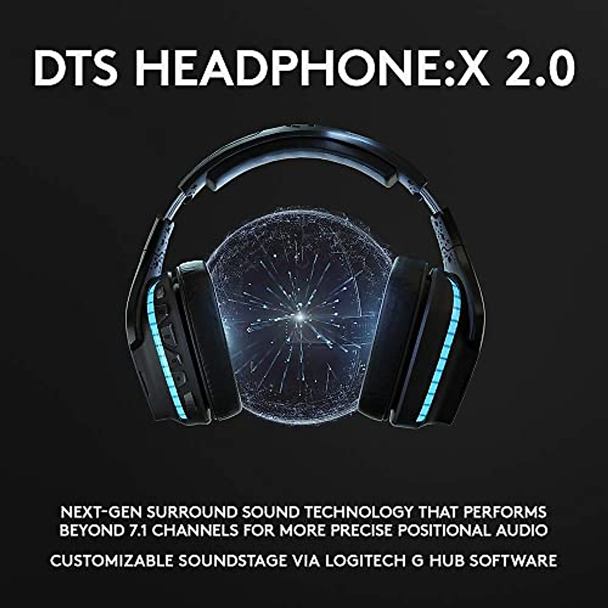 Logitech G935 Wireless DTS:X 7.1 Surround Sound LIGHTSYNC RGB PC Gaming Headset - Black, Blue (Renewed)