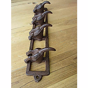 4 Cast Iron Dog Tail Hooks On Rack