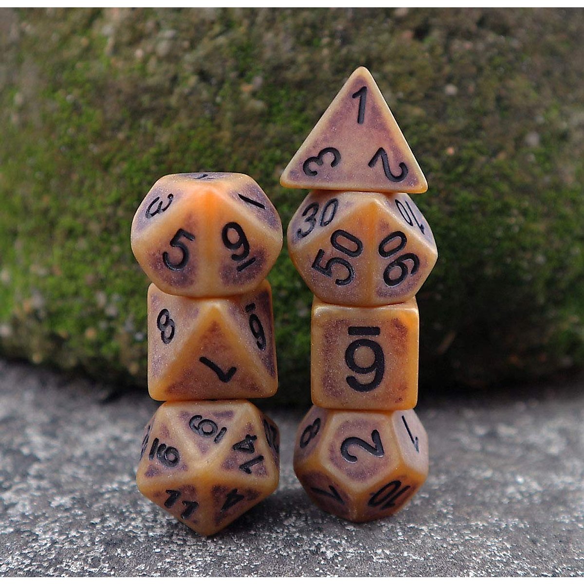 DND Dice Set Ancient RPG Dice for Dungeons and Dragons(D&D) Pathfinder MTG Tabletop Role Playing Game Polyhedral 7-Die Dice Group (Coffee Brown)