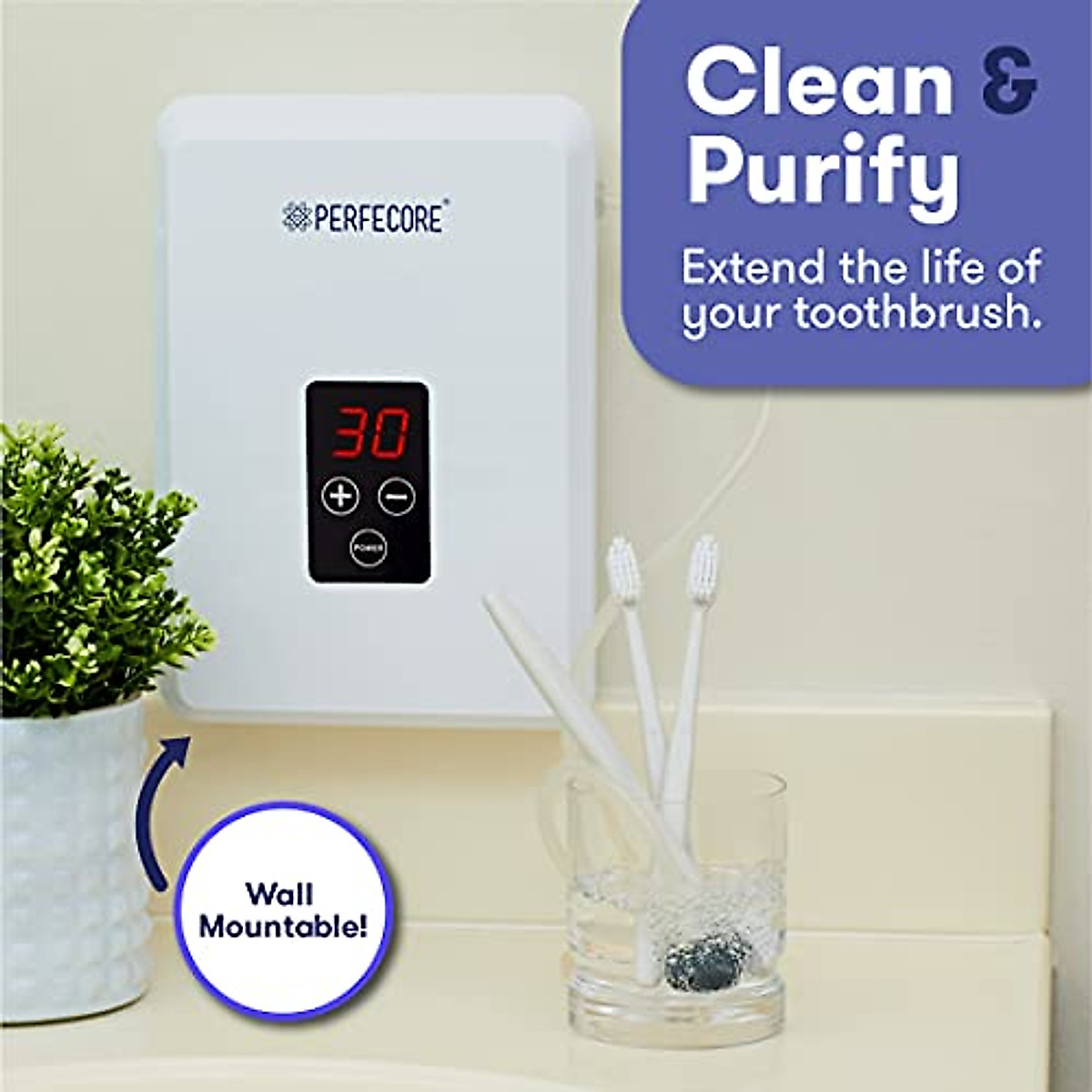 Perfecore Water Ozonator - Odor Eliminator and Fresh Water Machine w/Diffuser Stones and Timer - For Home, Kitchen, Fruits & Vegetables - 600 mg/Hour﻿