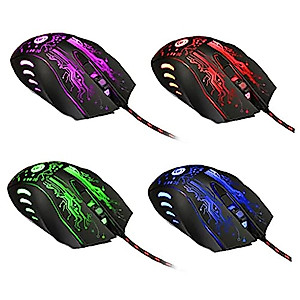 Wired Gaming Mouse Ergonomic Optical RGB Backlit USB Mice 6 Buttons with Scroll Wheel for Computers and Laptops