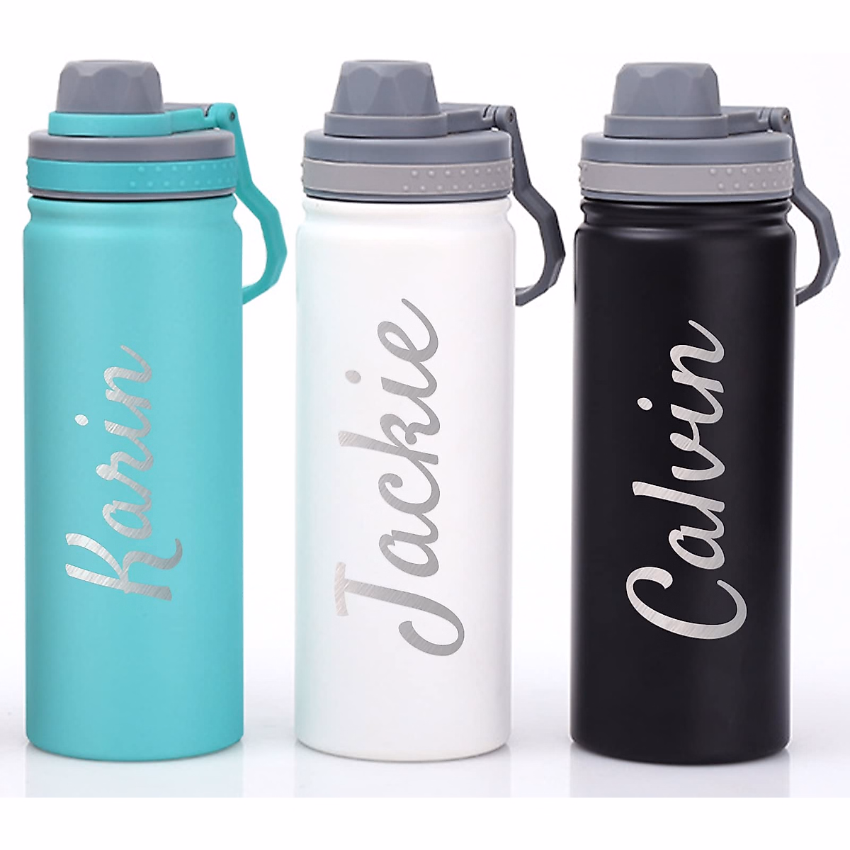 KEAECIZ Personalized Water Bottle Engraved Your Name, Custom 18oz Stainless Steel Sports Bottle with Spout Lid, Perfect for the gym and office/Outdoors Insulated Water Bottle