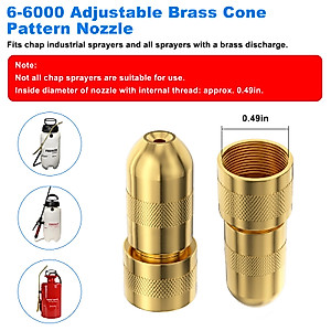 6-6000 Brass Sprayer Cone Nozzle For Cha-p Industrial Sprayers 1941,1831,1480,1449,21250XP,21240XP,97700N,97600N- Adjustable Garden Sprayers Accessories - 2 Pack