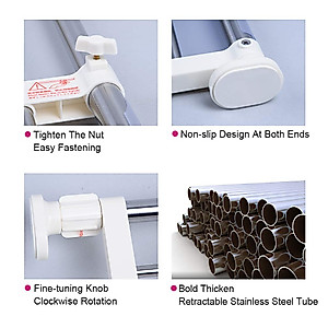 Hershii Expandable Shelf Rod Closet System 5-Bar Telescopic Heavy Duty Clothes Hanger Adjustable DIY Storage Organizer Shoe Rack