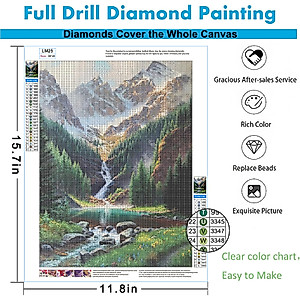 LELEMON Diamond Painting Kits,Waterfall Diamond Art for Adults,Mountain 5d Diamond Painting Kits for Adults,Scenery Diamond Art Kits with Diamond Painting Accessories for Home Wall Decor 12 x 16inch