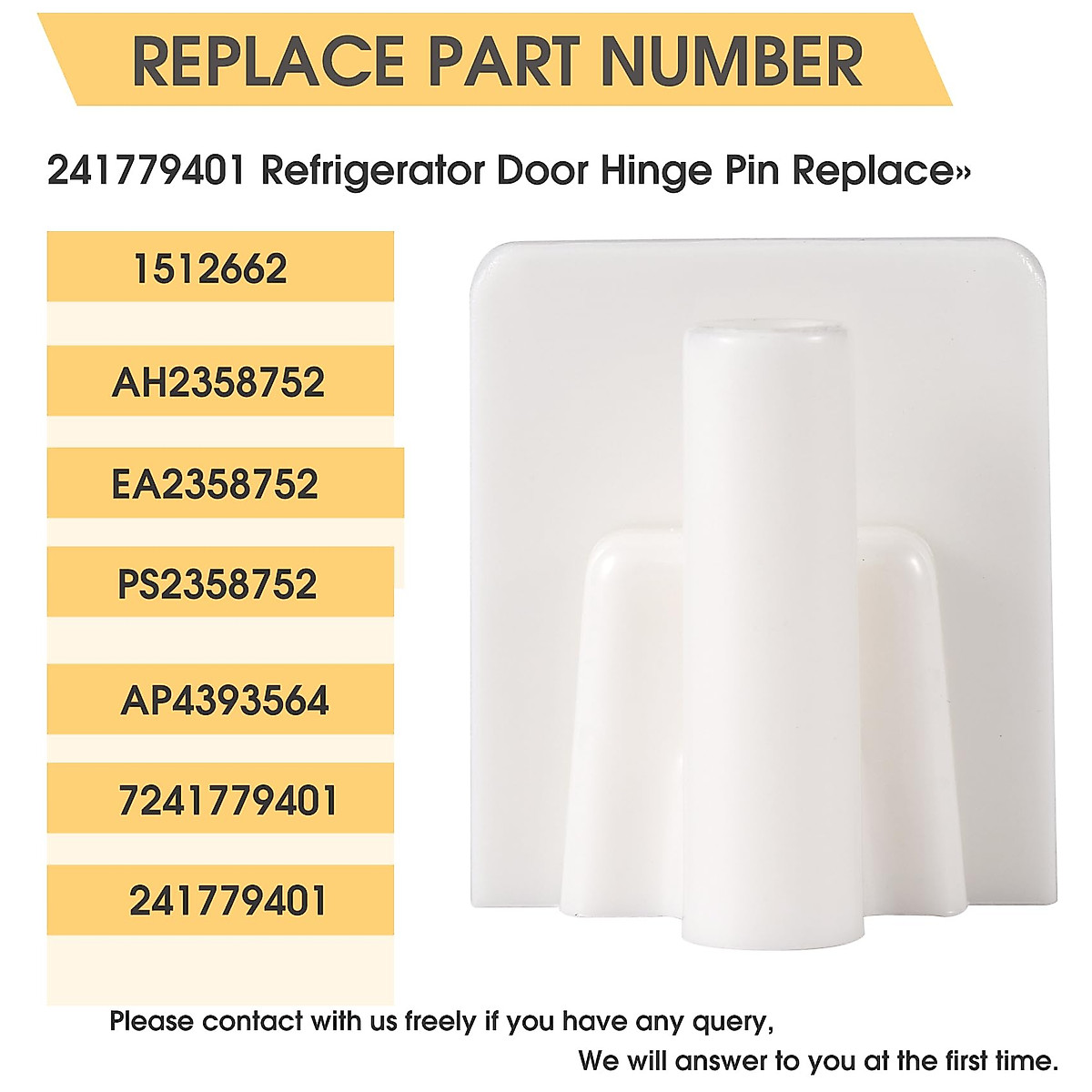 241779401 Refrigerator Door Hinge Pin Compatible with Frigidaire Electrolux Kenmore Refrigerator Door 1512662 AP4393564 AH2358752 EA2358752 PS2358752, Mullion, Upper or Lower Hinge Pin 1 Pack