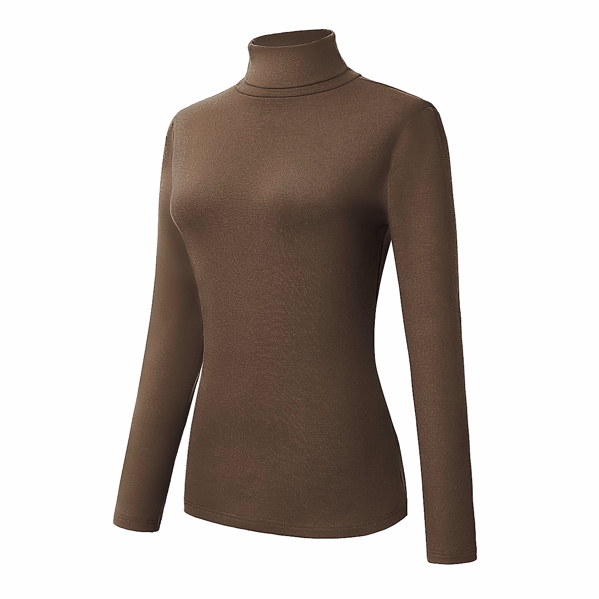 Urban CoCo Women's Turtleneck Slim Fitted Long Sleeve Sweatshirt Active Base Layer Tops Shirts (XL, Coffee)