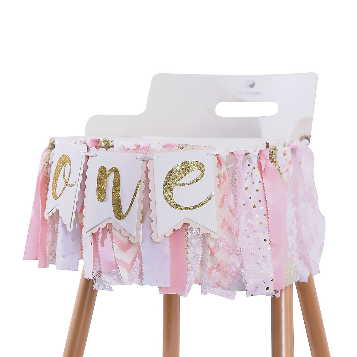 One High Chair Birthday Banner - One High Chair Banner Girl，highchair Banner First Birthday Girl，first High Chair Banner，pink and White Party Decoration Photo Props Cake Smash