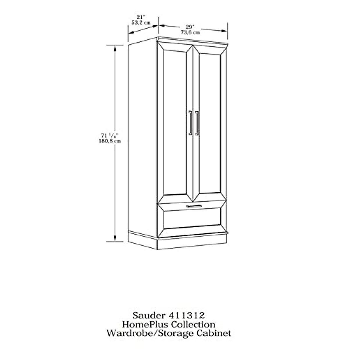 BOWERY HILL Metal Wardrobe Armoire with Garment Rod in Dakota Oak