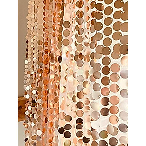 YCC 9FT x 9 FT Big Payette Rose Gold Big Shiny Sequin Backdrop Curtains Background for Party/Christmas/Wedding Photo Booth Shimmer Wall Backdrop Cloth