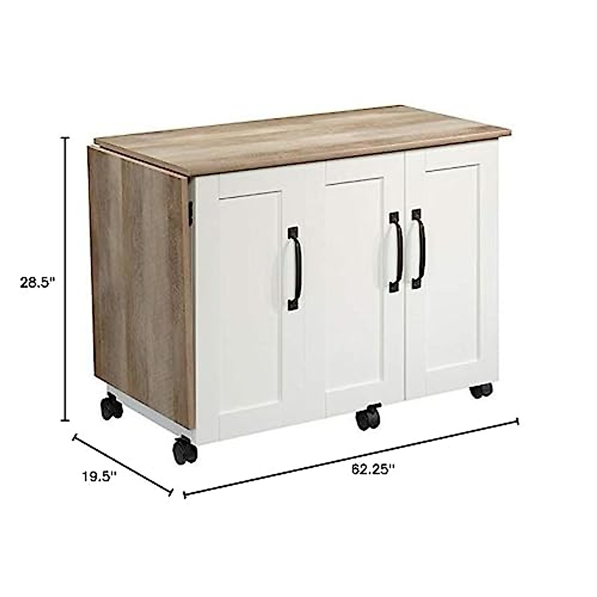 Pemberly Row Contemporary Engineered Wood Sewing Craft Table in Soft White
