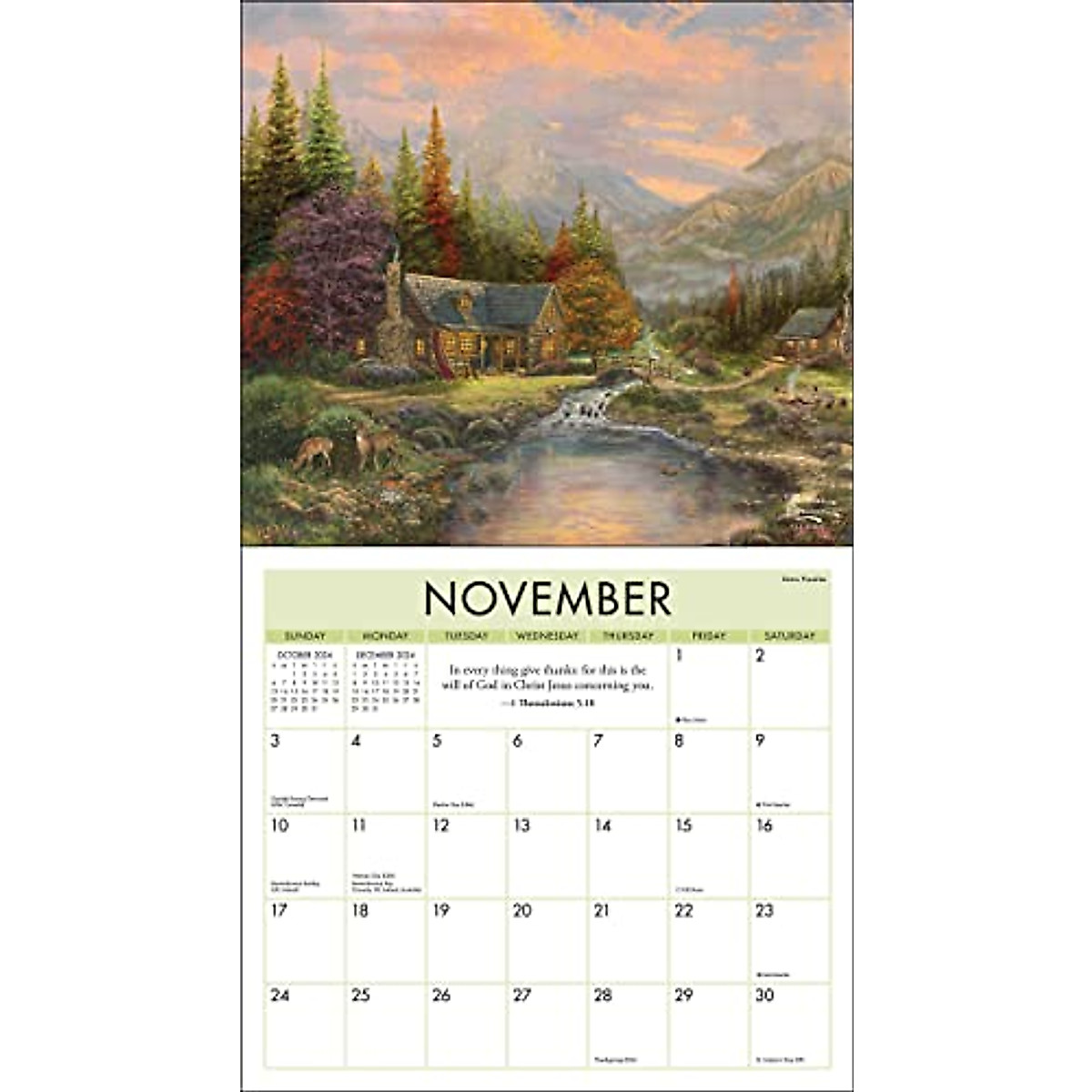 Thomas Kinkade Studios 2024 Deluxe Wall Calendar with Scripture