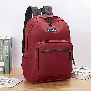 JOYHILL Large Travel Backpack for School 20L College Bookbag for Girls and Boys Fashion Casual Daypacks Back Packs Red