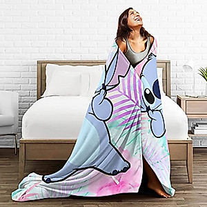 Stitch Blanket Stitch Gifts for Girls Stitch Throw Blanket for Kids Women Adults Cartoon Flannel Fleece Blankets for Couch Bed Sofa 40"x50"