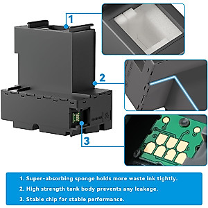 Poschink T04D1 T04D100 Ink Maintenance Box for ET-15000 ET-3750 ET-3760 WF-2860 ET-4760 ET-3850 ET-4850 XP-5100 ET-3710 ET-5150 ET-3830 ET-M1000 ST-3000 ET-M2170 Printers TO4D1/TO4D100/EWMB2/04D1