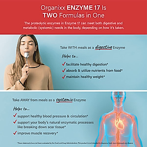 Organixx Enzyme 17 Essential Digestive Enzymes, for Optimal Digestion & Gut Health, Support for Bloating, Gas, Nutrient Absorption & Immunity, Non GMO, Vegan, 80 Veggie Capsules