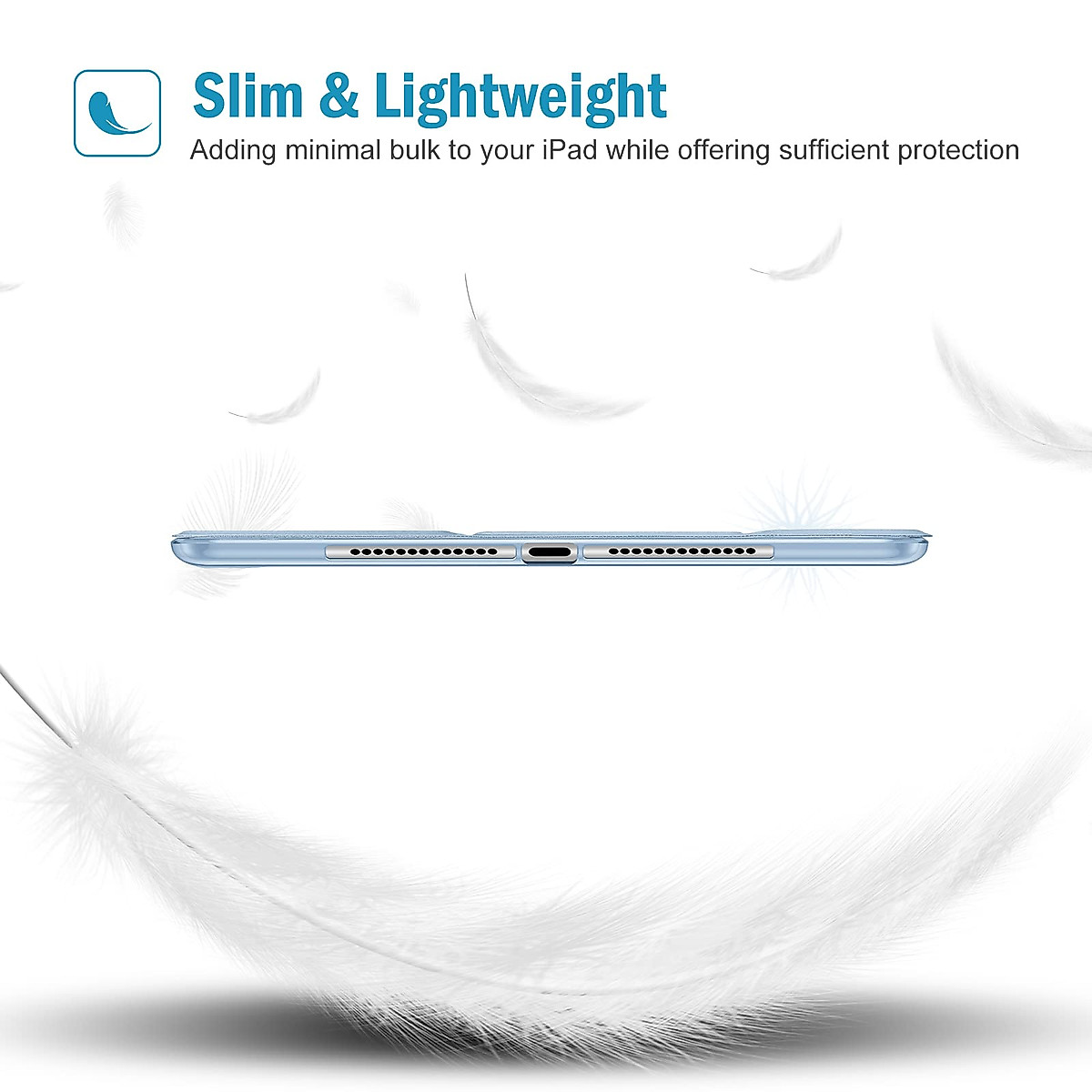 ProCase Smart Case for iPad 9.7 Inch iPad 6th 5th Generation Cases, iPad Air 2, iPad Air Case, Slim Soft TPU Cover Stand Smart Case for iPad 9.7 2018 2017 Model iPad Air 2 Air 1 -SkyBlue