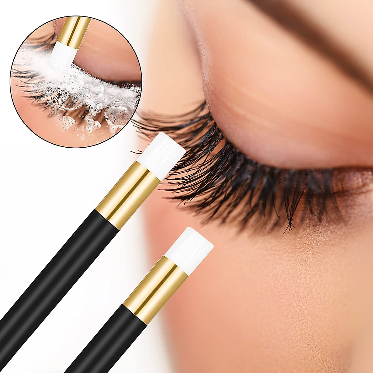 Dpolla 30 Pieces Lash Shampoo Brush for Nose Pore,Peel Off Blackhead Brush Remover Tool,Facial Cleansing Brushes,Eyelash Extensions Cleansing Brush Washing Brush(Black,5.5 inch)