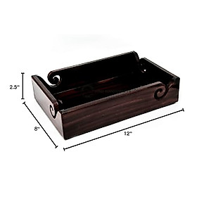 Hind Handicrafts Solid Handmade Crafted Wooden Portable Antique Yarn Storage Bowl Tray - Holder for Knitting Crochet Hook Accessories - Multipurpose Organiser (Torched Black, 12" x 8" x 2.5")