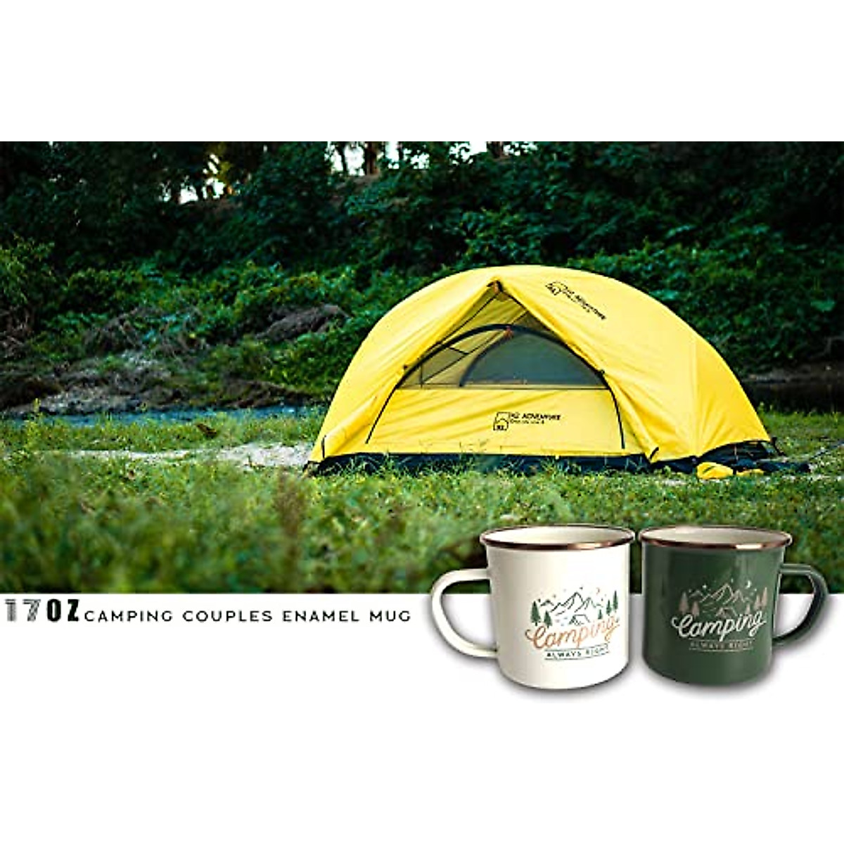 Roadmap Camping Gifts Camping Mugs Set of 2 Travel Holiday Enamel Coffee Cup 17OZ Big Capacity 304SS Golden Rim for Drinking Outdoor Couples Anniversary Wedding Christmas Valentines Day His and Hers