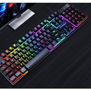 No/Brand Gaming Keyboard, Wired Keyboard with Mouse Combo, Gaming Player Kit with LED-Backlit Keyboard, Silent Gaming Mouse Kit for PC Laptops