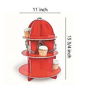 Fun Express Fire Hydrant Cupcake/Dessert Holder (3 Tiers) | Fire Truck | Fireman | Fire Fighter | Themed Birthday Party Supplies & Decor | Fire Department Event