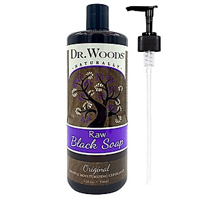 Dr. Woods Raw Black Liquid Castile Soap with Pump, 32 Ounce