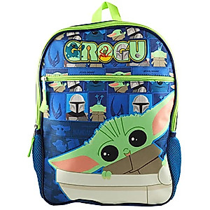 Baby Yoda Store School Supplies Set - Star Wars School Backpack Bundle with 16'' Backpack Plus Water Pouch, Mandalorian Decal, Bookmark, and More (Baby Yoda Backpack)