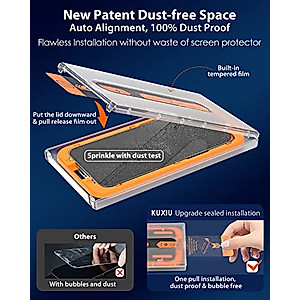 KU XIU Privacy Screen Protector Compatible with iPhone 14 Pro Max 6.7 Inch, 2 Pack Full Coverage Anti Spy Private Tempered Glass Film [2023 Dust-Free Install] 9H Hardness, Bubble Free, Case Friendly