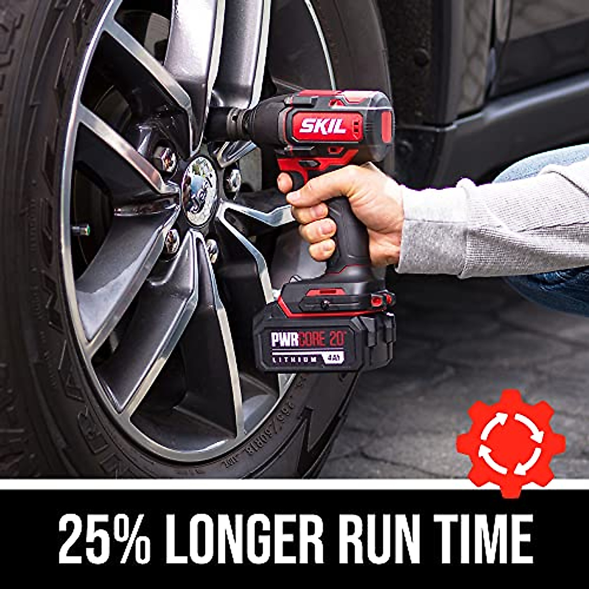 SKIL PWR CORE 20 Brushless 20V 1/2 Inch Impact Wrench Included 5.0Ah Battery, PWR JUMP Charger and PWR ASSIST USB Adapter - IW5739-1A