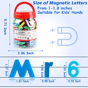 Magnetic Letters and Numbers, Stronger Magnets Design Alphabet ABC 123 Magnets, Safe Colorful Magnets Refrigerator Toys Set Learning Spelling Counting for Kids Toddlers(78 PCS)