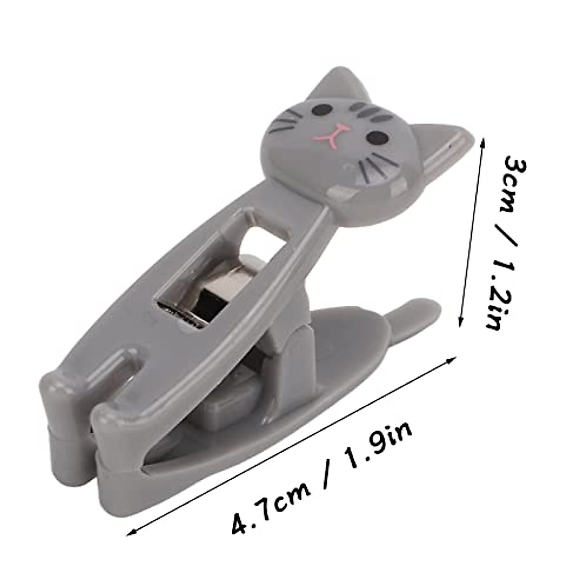 Cat Design Chip Clips, 6pcs Plastic Chip Bag Clip Kitchen Clips Multifunctional Small Clips for Bread Bag, Potato Chip Bag Clothesline Clip(Grey)