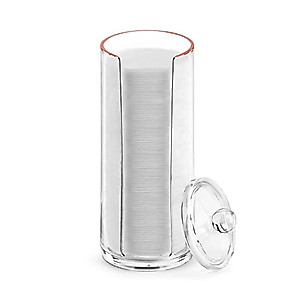 DecorRack Cosmetic Cotton Pad Holder for Vanity, Crystal Clear, Acrylic, Makeup Remover Cotton Rounds Organizer and Dispenser, Storage Display Rack with Lid