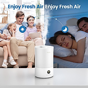 Humidifiers for Bedroom Large Room, Ultrasonic Cool Mist Humidifier for Baby Nursery and Plants, Up to 24 Hours, Top Fill, Night Light, Auto Shut Off, Easy Clean, Quiet