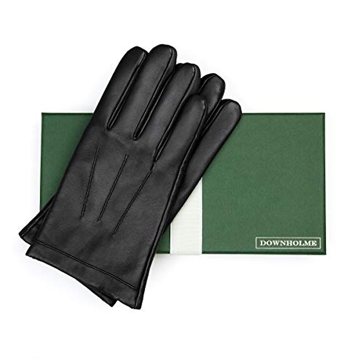 Downholme Vegan Leather Gloves for Men (Black, L)