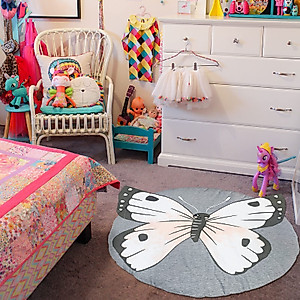 USTIDE Baby Rugs, Creeping Crawling Mat,Nursery Rug for Baby Girl, Children Anti-Slip Game Mat Cotton Floor Play Mat Blanket Play Carpet Kids Room Decor 37.4 x 37.4 (Butterfly)