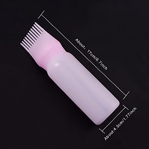YANTAISIYU 3 Pieces Root Comb Applicator Bottle 6 Ounce Hair Oiling Applicator Hair Dye Bottle with Graduated Scale Hair Root Comb for Hair Dyeing (3 Colors)