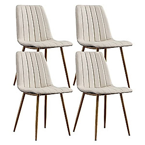 UZUGUL Dining Chairs Set of 4,Modern Dining Room Chairs,Kitchen Chairs with Upholstered Cushion Seat and Metal Legs for Home Kitchen Restaurant (Light Beige)