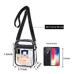 Clear Crossbody Bag Stadium Approved,8.8x6.8x2.7 Inch Clear Sling Purse For Women For Concerts Sports Events Festivals