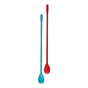 RSVP International Silicone Stir Spoons, 10 inch, Multi-Color | BPA-Free | Prefect for Stirring Drinks & Getting to the Bottom of Jars | Dishwasher Safe