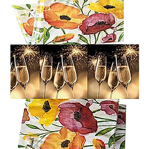 20-ct 13x13 Decorative Napkins for Decoupage Orange Poppy Napkins Mother's Day Floral Napkins Father's Napkins Decorative Paper Napkins Disposable Pretty Flower Lunch Cocktail Napkins Aquarell Poppy