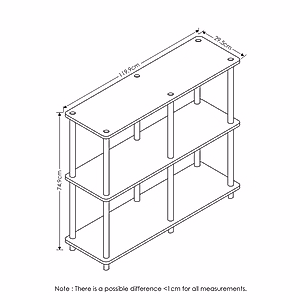 Furinno Turn-N-Tube 3-Tier Double Size Storage Display Rack, Espresso/Black Simplistic Set of 2 End Table, Espresso/Black