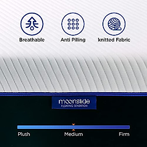 moonslide Memory Foam Mattress 10 Inch Queen Cooling Gel Cloud Feeling, 7 Zone High Density Certified Foam