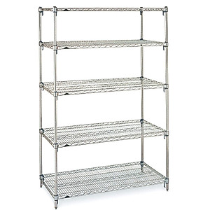 METRO 5A357C Super Adjustable Super Erecta 5-Tier Industrial Wire Shelving Starter Unit, Chrome, 18" x 48" x 74"