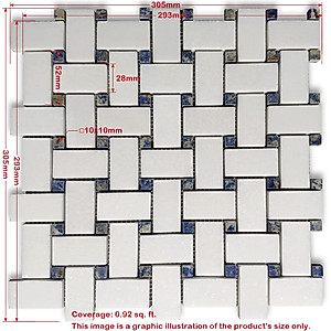 Stone Center Online Crema Marfil Marble 1x2 Basketweave Mosaic Tile w/Emperador Dark Brown Dots Polished Kitchen Bath Wall Floor Backsplash Shower (1 Sheet)
