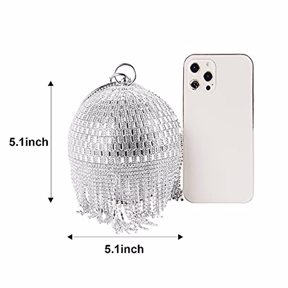 Lanpet Women Round Ball Crystal Evening Clutch Purse Tassel Wedding Party Handbags