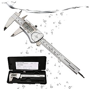 MEASUREMAN Electronic Digital Caliper Micrometer Measuring Tool Stainless Steel Vernier,IP54 Waterproof Protection Design,0-6 Inch/0-150 mm